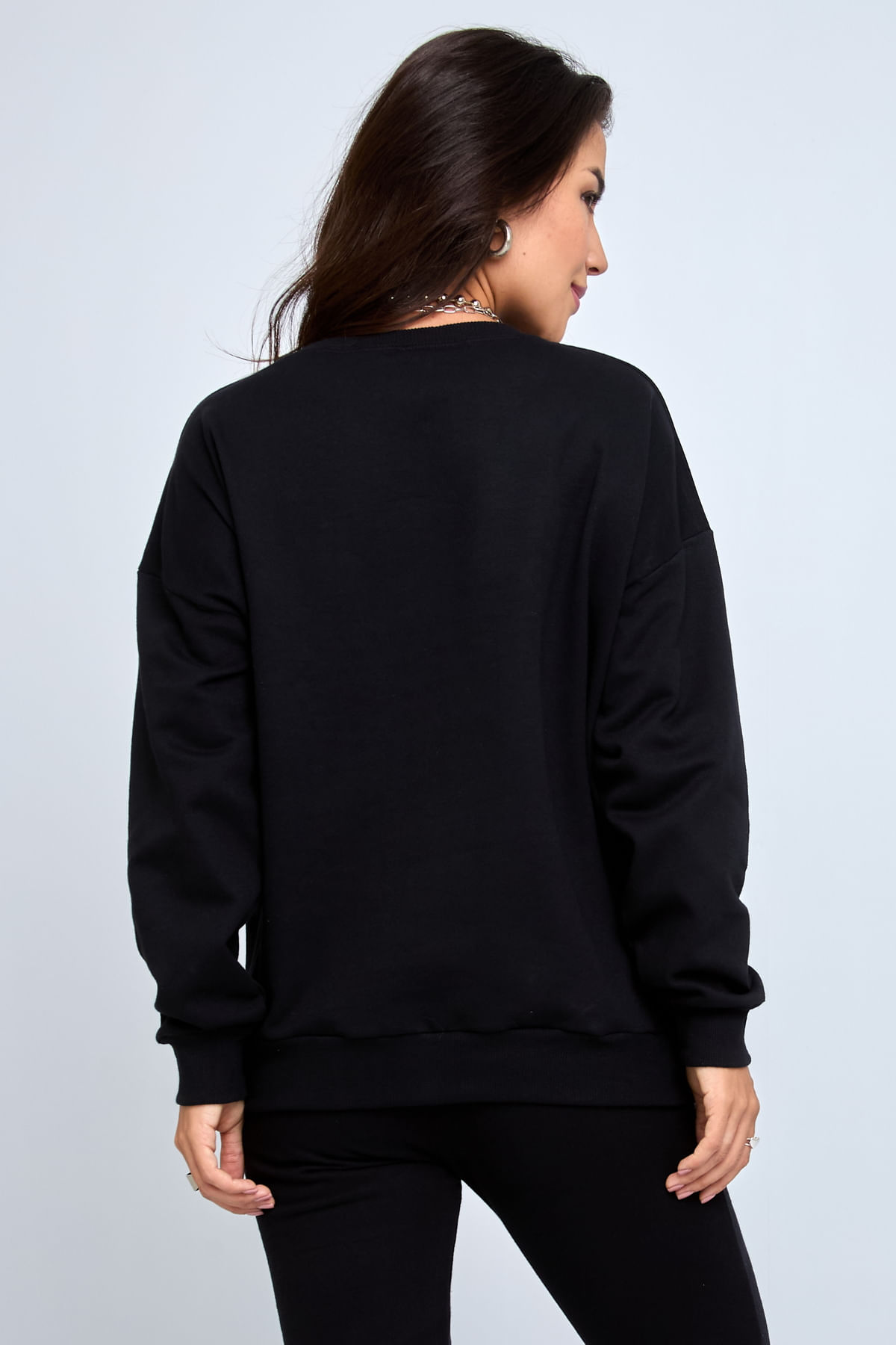 MOLETON FEM ROM ALONGADO BROOKLYN - PRETO