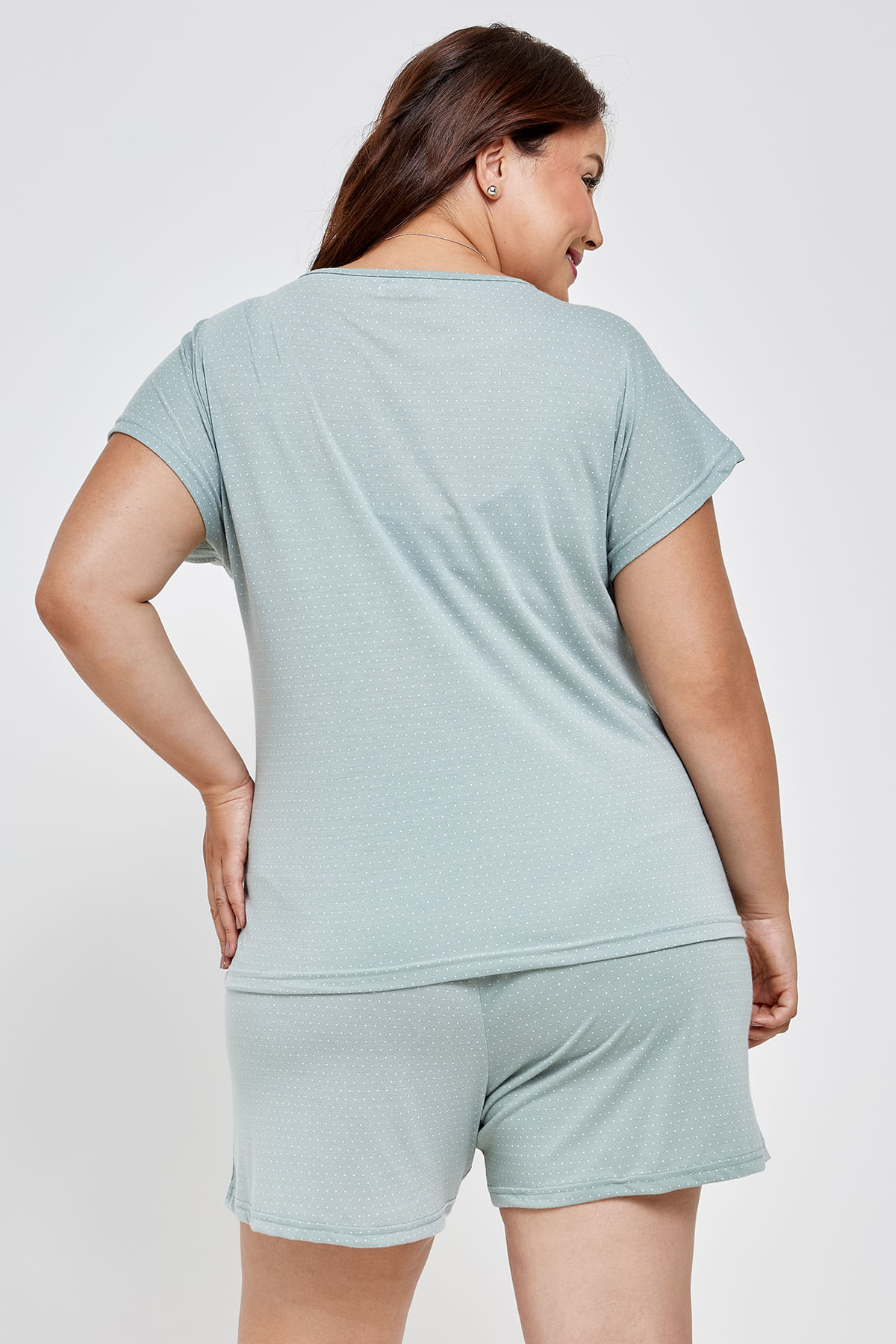 Pijama fpm mc curto poá estampado