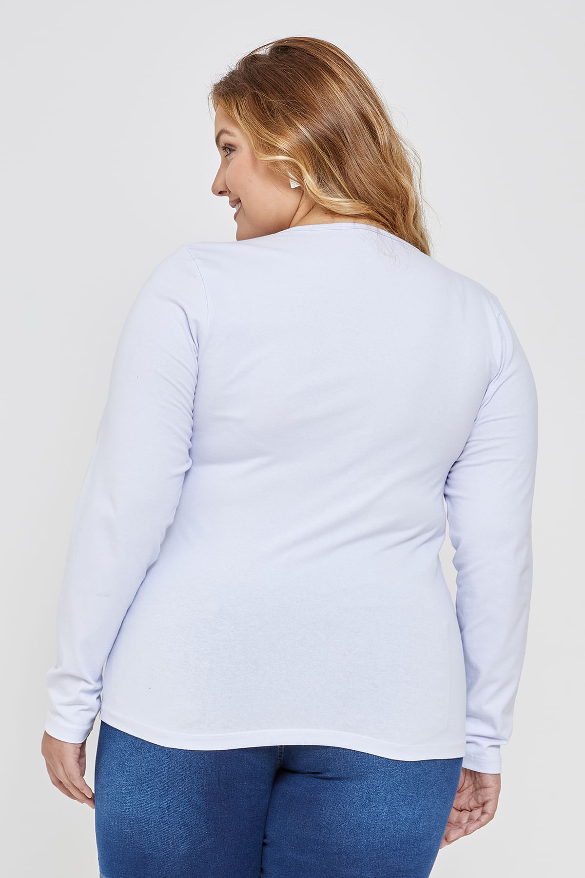 Blusa fem fpm casual ml cotton branco branco