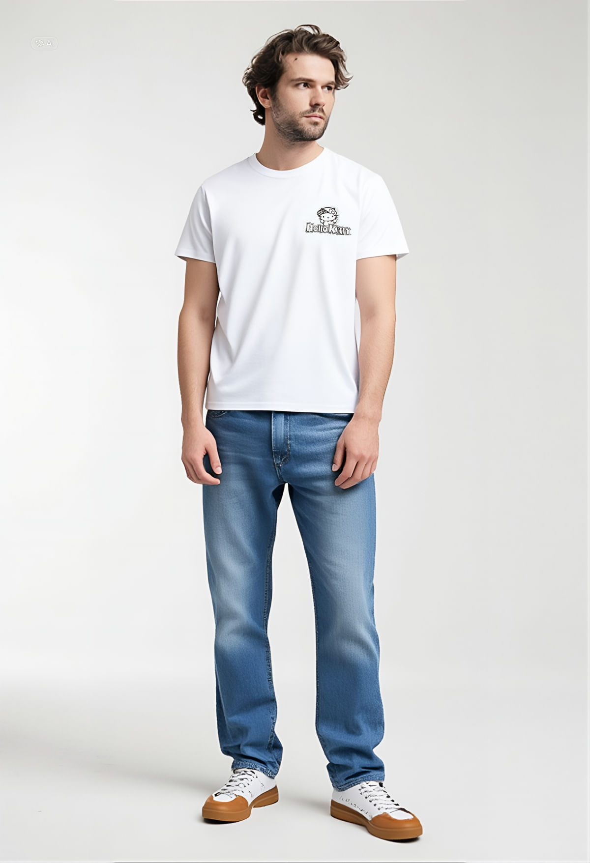 Camiseta masc trendy mc over hello kitty branco